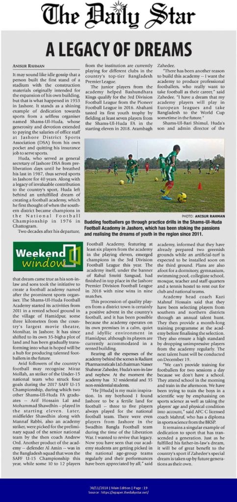 A Legacy of Dreams – Shamsul Huda Football Academy